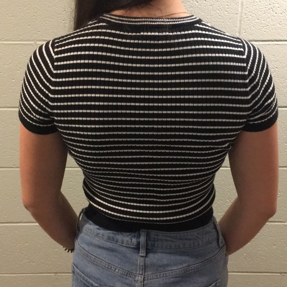 Forever 21 | Tops | Black And White Striped Rib Tshirt | Poshmark